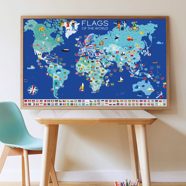Poster Drapeaux du Monde | Poster Éducatif 200 stickers | Poppik Stickers